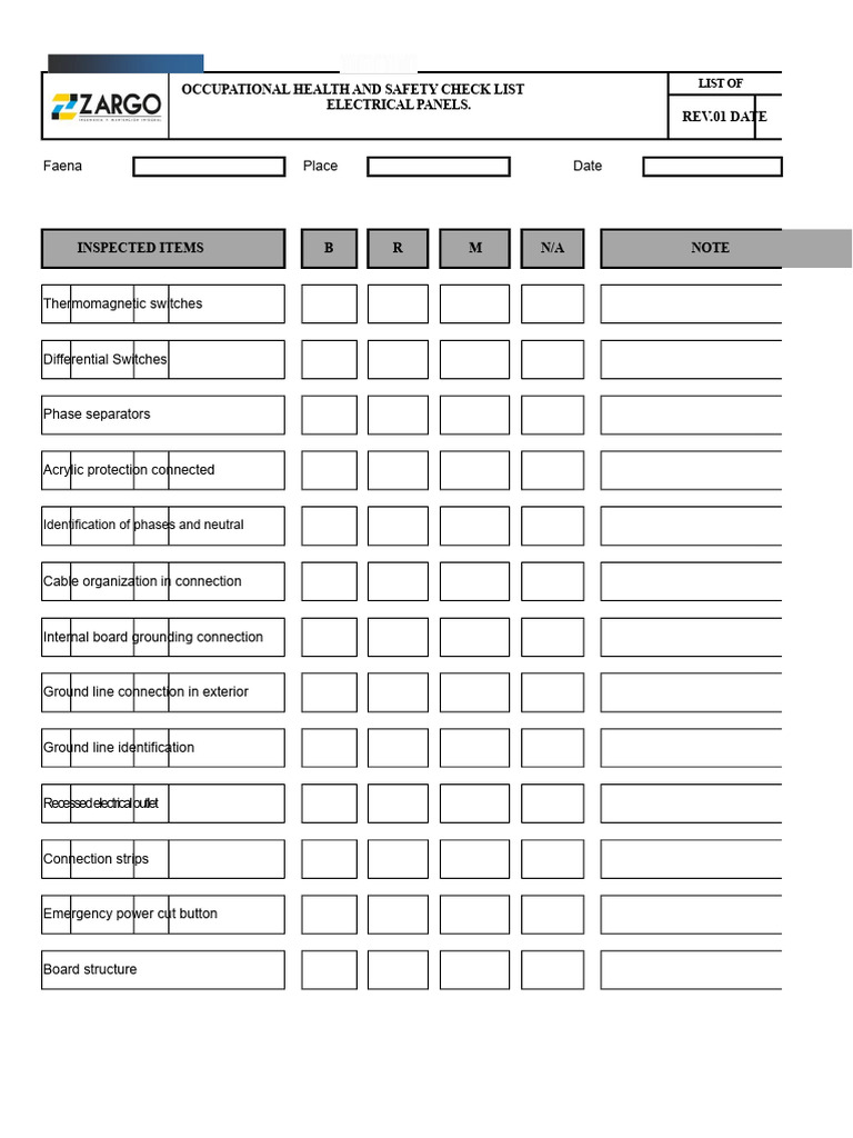 Check List Electrical Panels | PDF