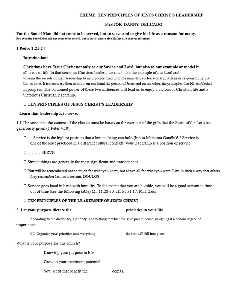 Jesus Christ's Leadership Principles | PDF | Jesus | Faith
