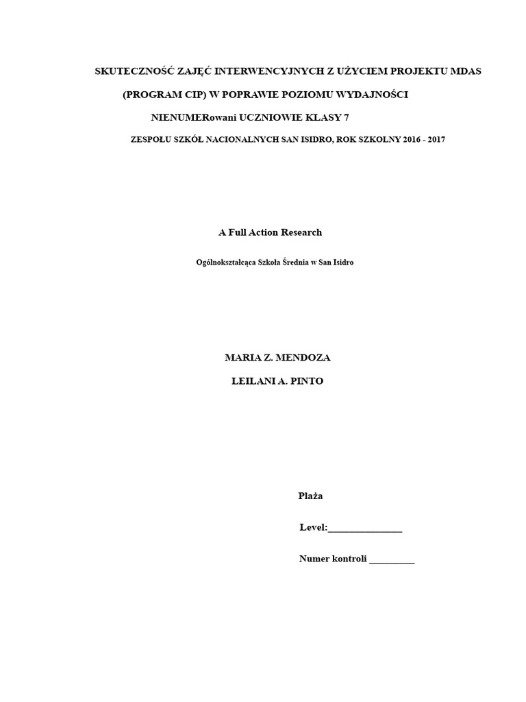 Skuteczność zajęć interwencyjnych z wykorzystaniem projektu Mdas | PDF