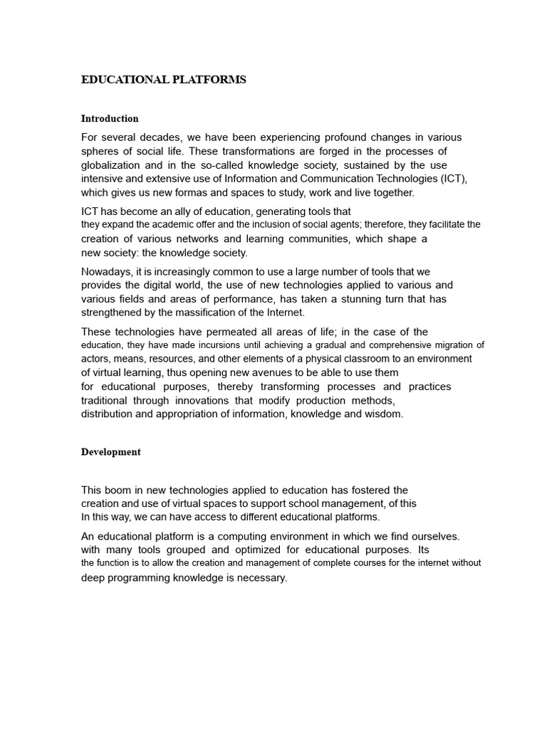 EDUCATIONAL PLATFORMS | PDF | Educational Technology | Distance Education