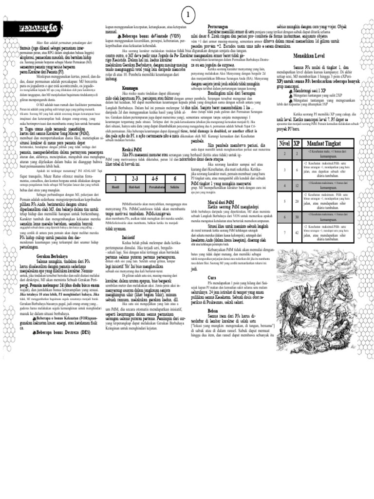Panduan Pertarungan Maze Rats RPG | PDF