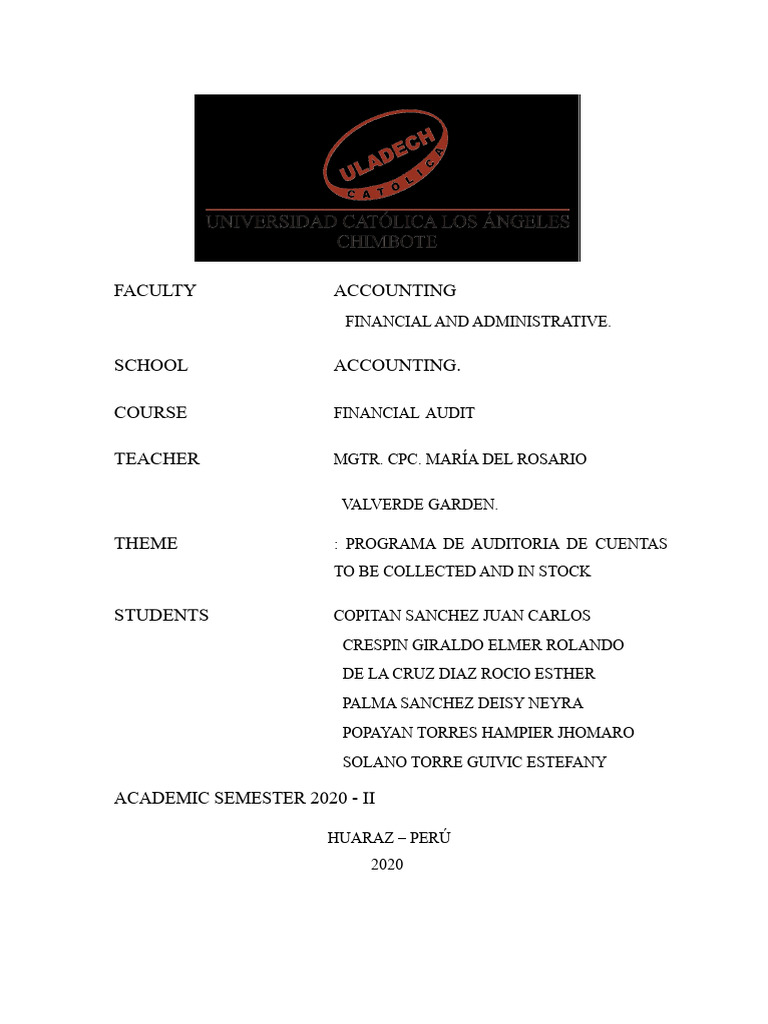 ACCOUNTS RECEIVABLE AND INVENTORY AUDIT PROGRAM | PDF | Inventory ...