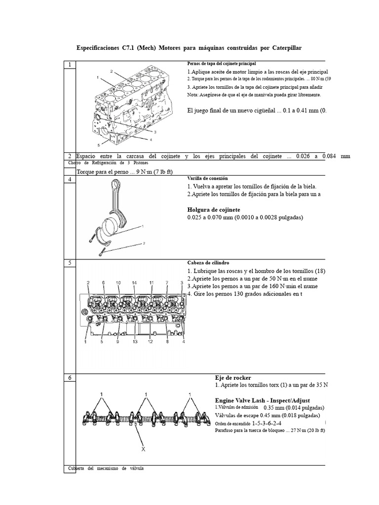 Especificaciones de Torque para Motores C7.1 | PDF | Rodamiento ...