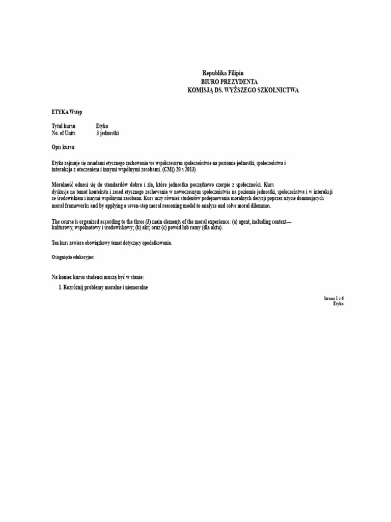 (PDF) CHED NGEC - Program Nauczania Etyki I Przewodnik Po Uczeniu Się ...