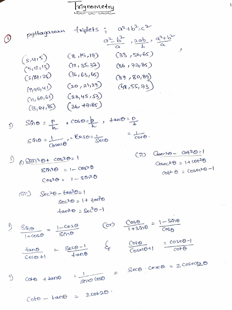 Trigonometry Formulas | PDF