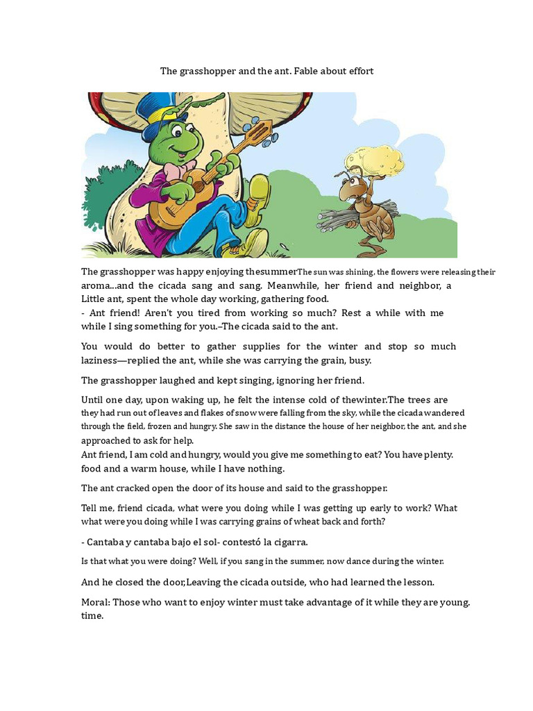 Fables: Lessons from Ant and Grasshopper | PDF