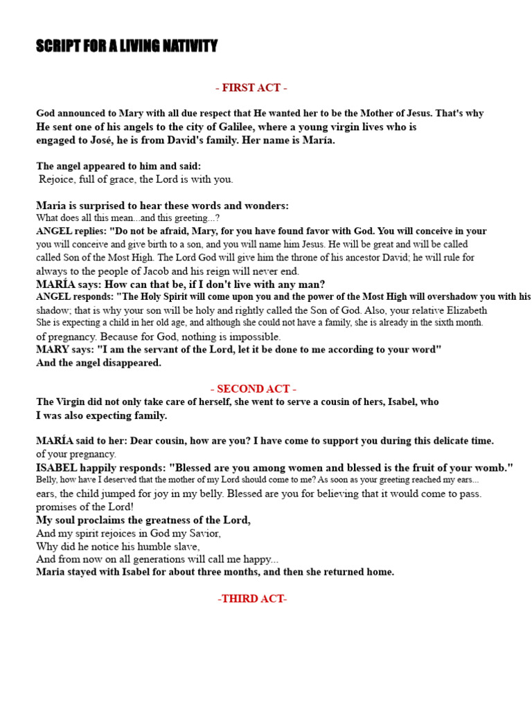 Living Nativity Script | PDF | Mary, Mother Of Jesus | Nativity Of Jesus