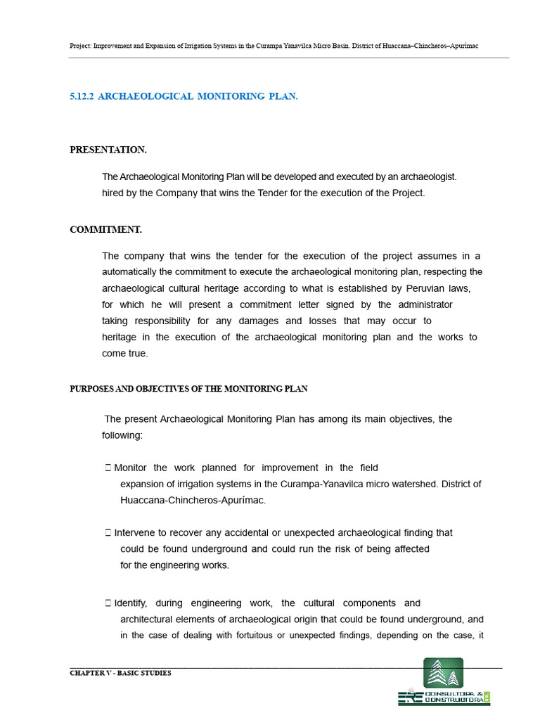 Archaeological Monitoring Plan | PDF | Pipe (Fluid Conveyance) | Irrigation