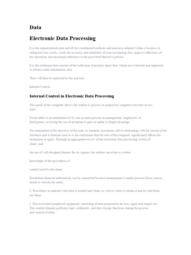 Data Processing | PDF | Internal Control | Computing