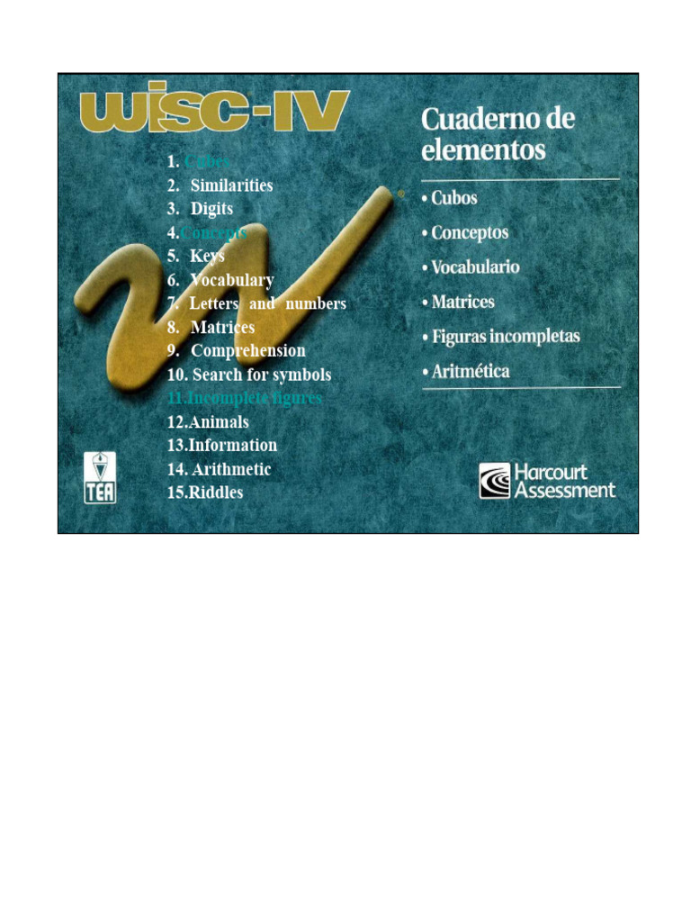 Wisc IV Booklet | PDF