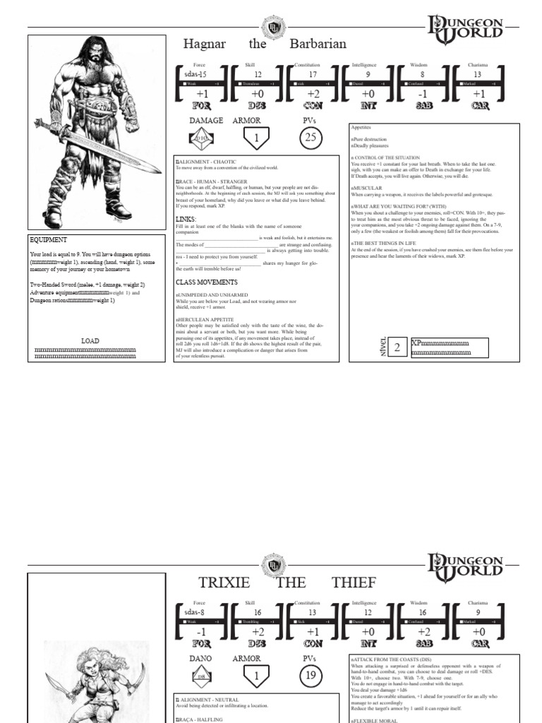 Character Stats for Fantasy RPG Classes | PDF