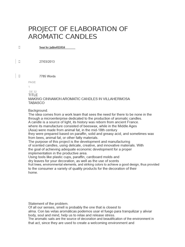 Cinnamon Scented Candle Project in Tabasco | PDF | Candle | Wax