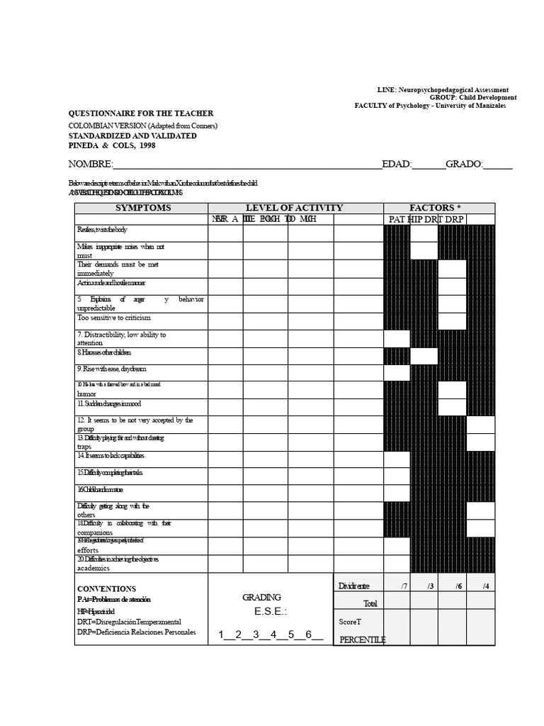 Questionnaires CONNERS 1 1 PDF | PDF | Human Development | Mental Health