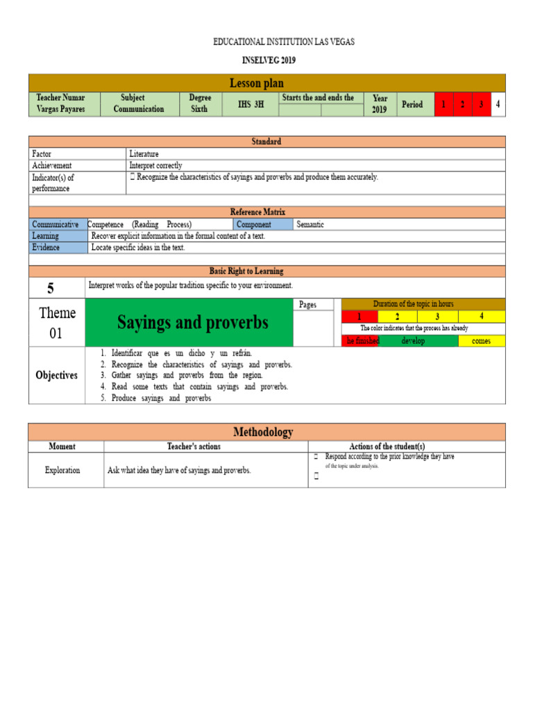 A-1- Sayings and Proverbs | PDF | Proverb | Lesson Plan