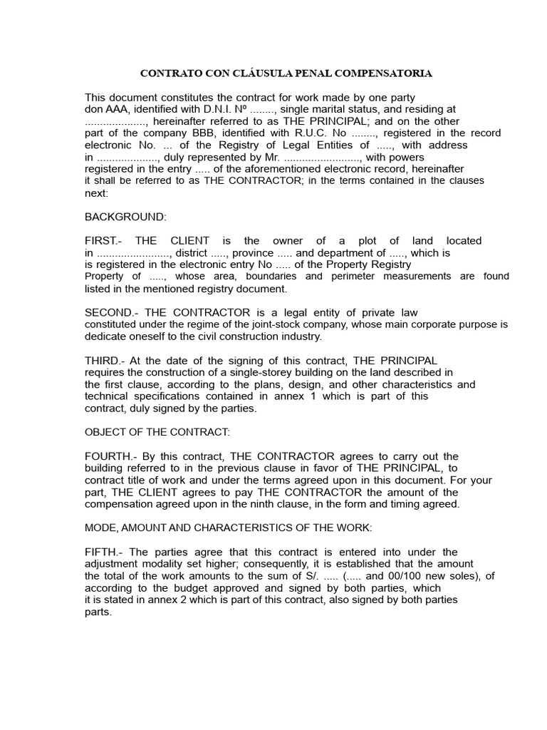 Contract With Penalty Compensation Clause | PDF | Damages | Taxes