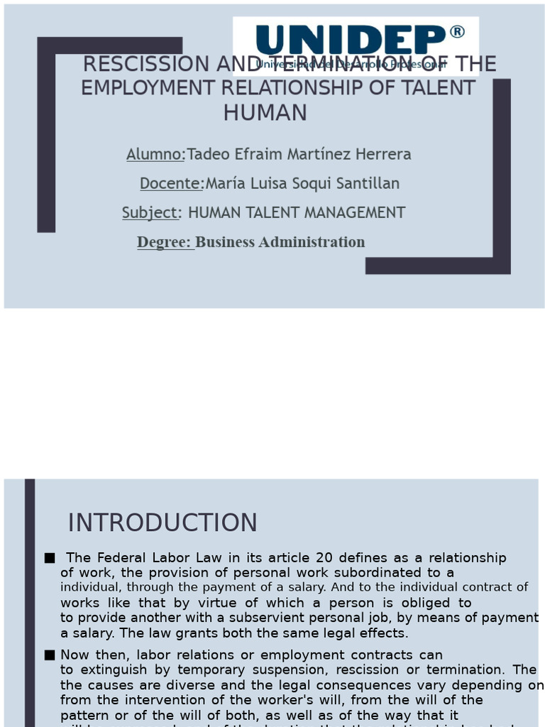 Termination and Ending of The Employment Relationship of | PDF ...