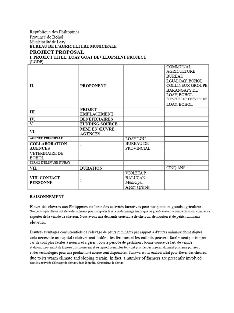 Projet de Développement Caprin à Loay | PDF | Chèvre | Gestion de projet