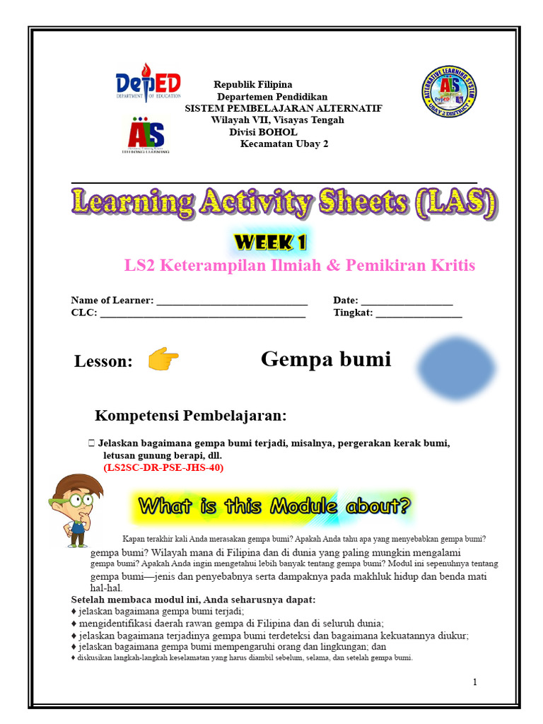 minggu1- LS2 LAS (Gempa Bumi) | PDF