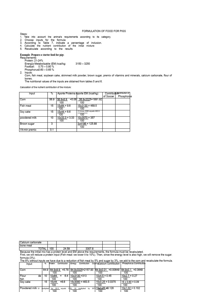 Pig Feed Formulation Guide | PDF | Flour | Soybean
