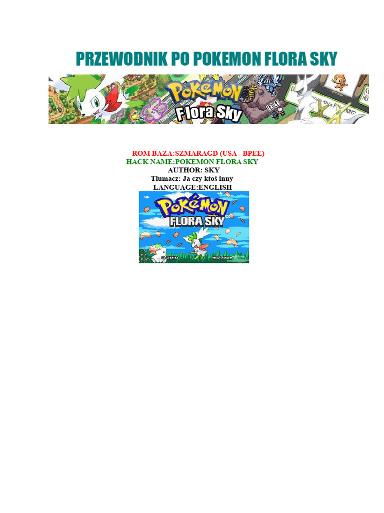 Przewodnik Po Pokemon Flora Sky (Polski) | PDF