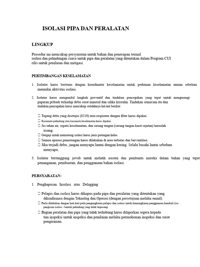 Prosedur Isolasi | PDF