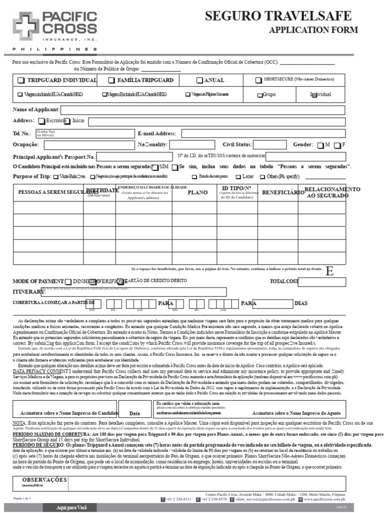 Formulário de Inscrição (Versão PDF) - Viagem - 2018-06 (1 de Junho) | PDF