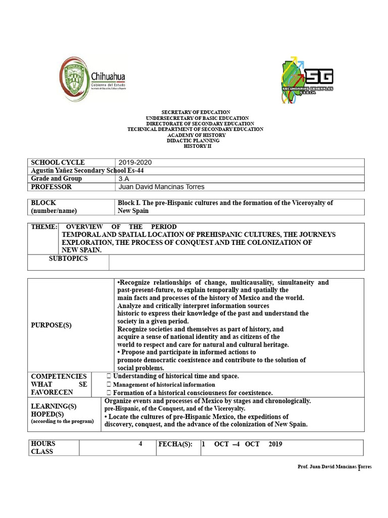 history planning 3rd grade secondary schools | PDF | Spanish ...