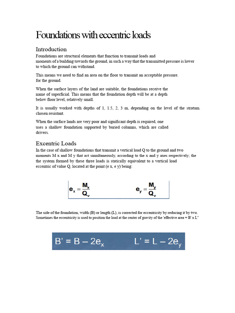 Foundations With Eccentric Loads | PDF | Foundation (Engineering ...