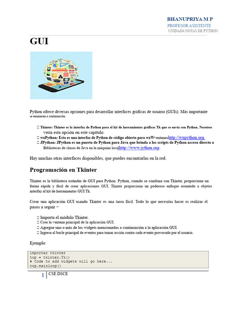 Notas de Gui (Tkinter) | PDF | Interfaces gráficas de usuario | Python (lenguaje de programación)
