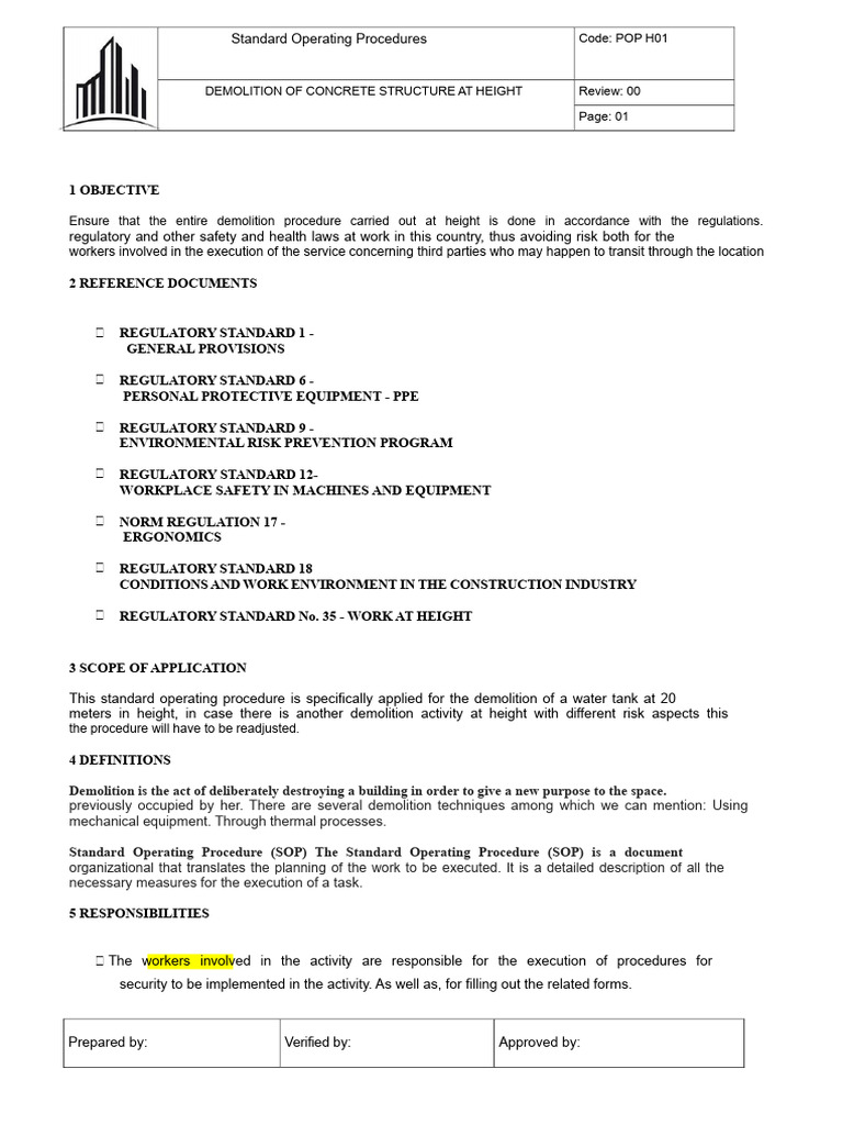 Concrete Structure Demolition SOP | PDF | Safety | Personal Protective ...