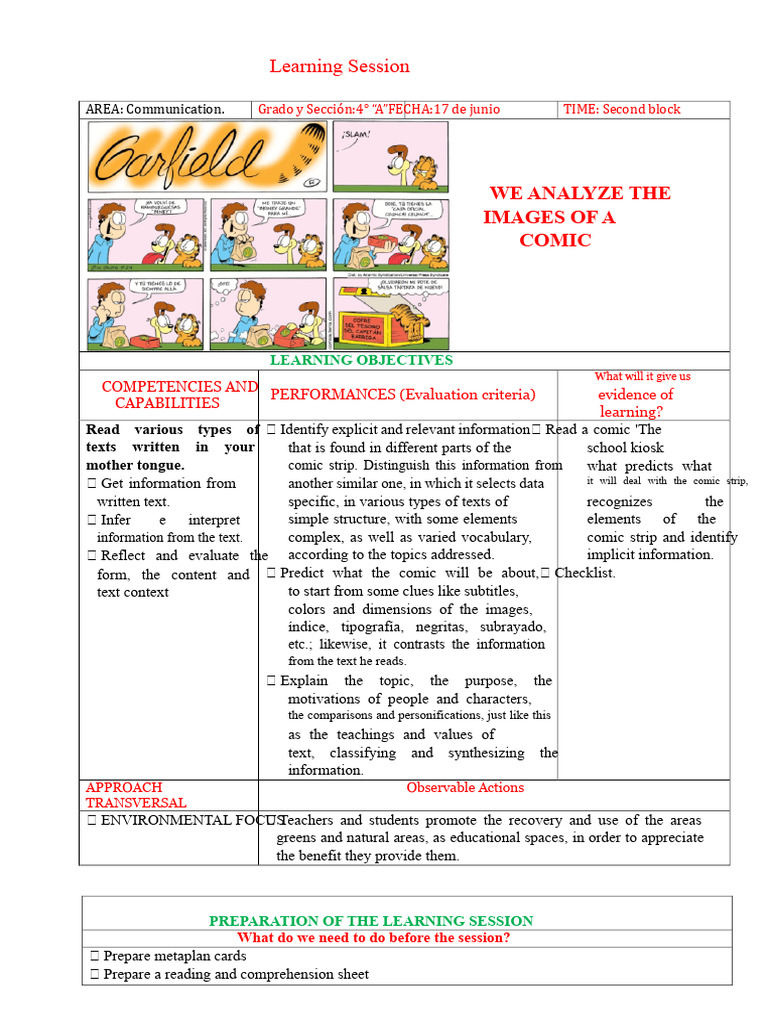 We Analyze The Images of A Comic Strip - Learning Session | PDF ...