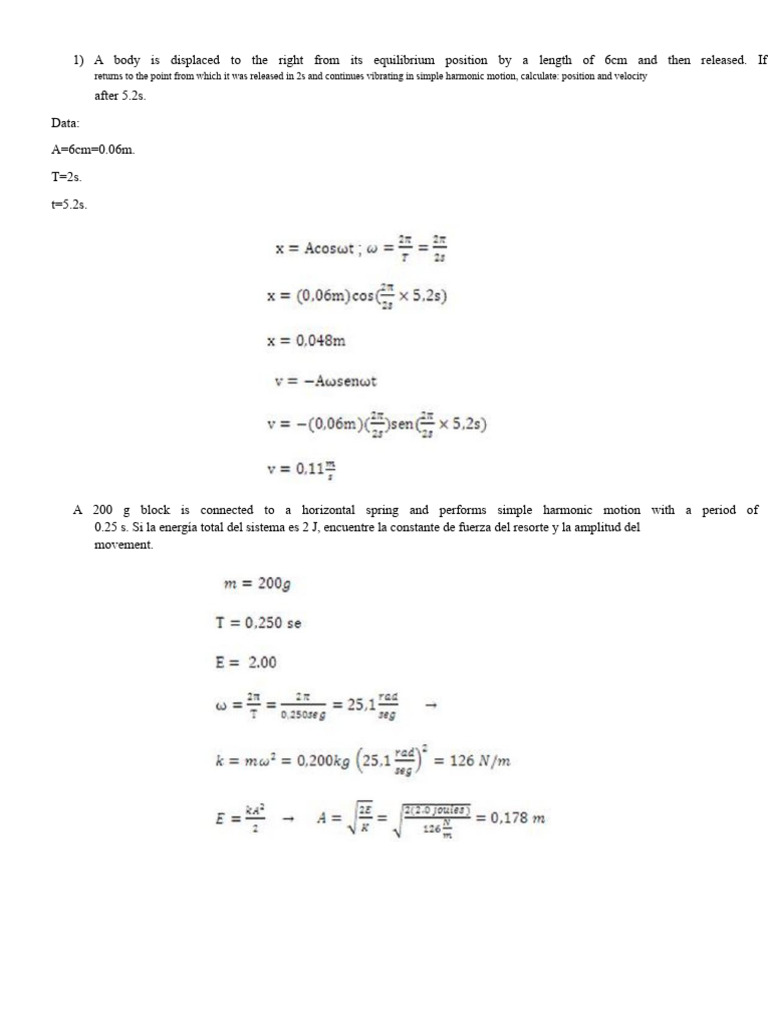 Exercises On Oscillatory Motion (Sheet) | PDF | Oscillation | Mechanics