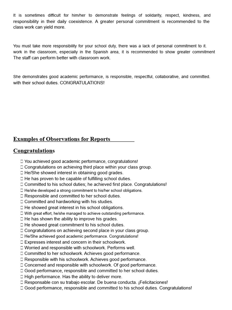 76782243-Examples of Observations For Reports | PDF | Learning | Behavioural Sciences