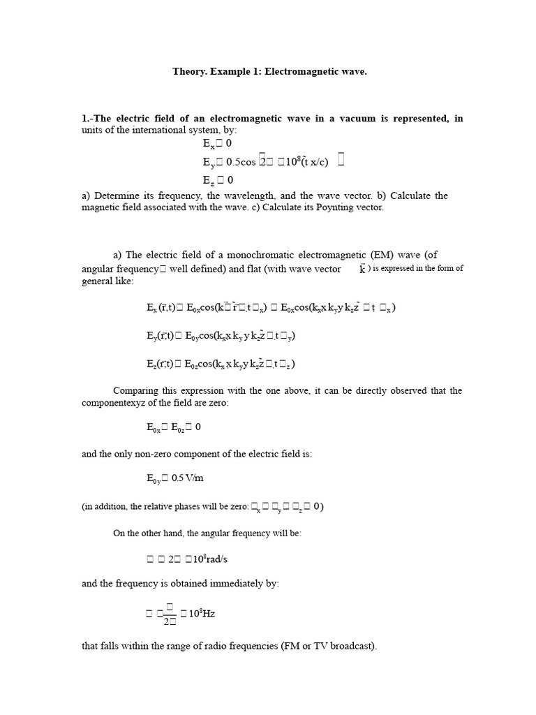 SOLVED PROBLEMS. Electromagnetic Wave | PDF | Waves | Electromagnetic Radiation