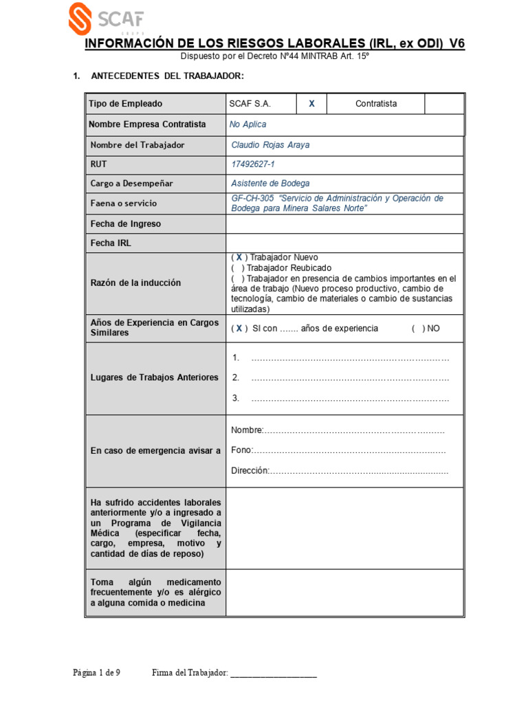 1 - IRL Personal SCAF Logística v.6 2025 PL1712 C Rojas | PDF ...