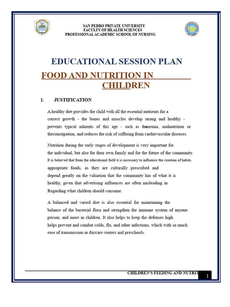 Session Plan On Child Nutrition and Diet | PDF | Malnutrition | Diet ...