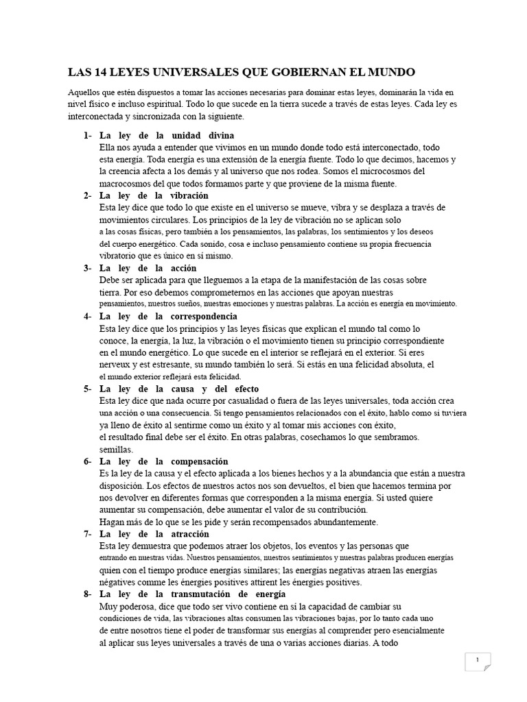 Las 14 Leyes Universales Que Gobiernan El Mundo | PDF | Universo | Felicidad