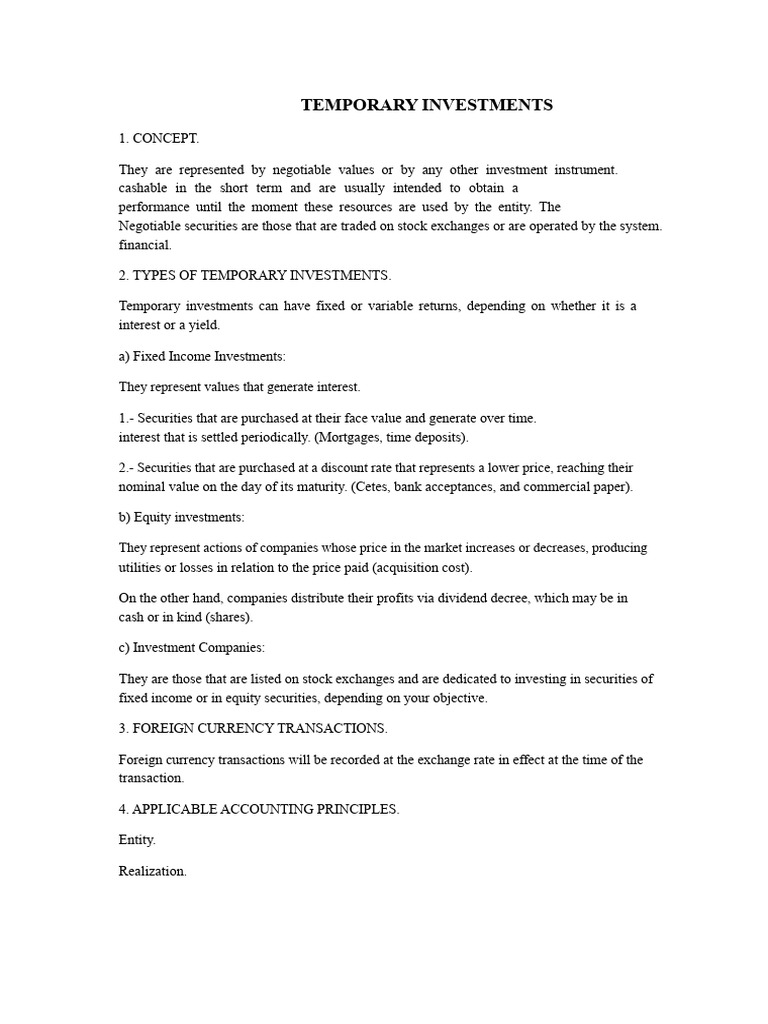Understanding Temporary Investments | PDF | Bonds (Finance) | Investing