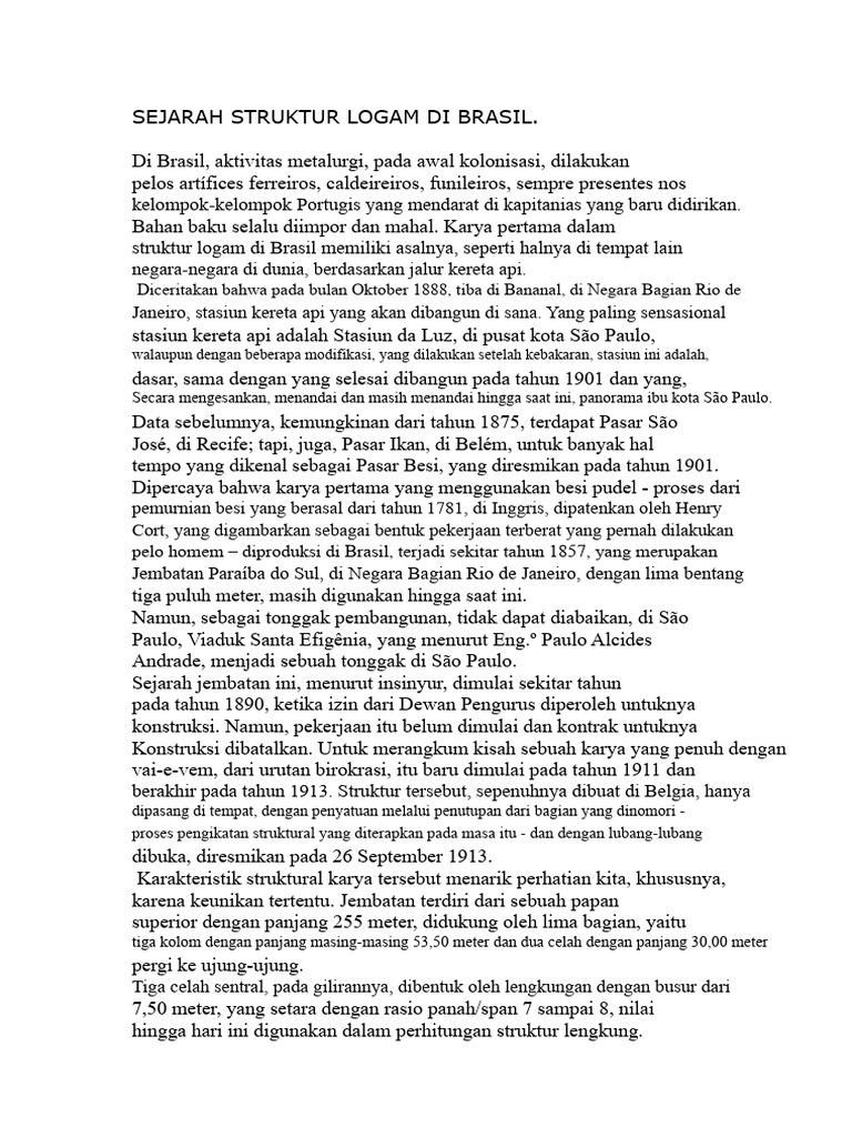 Sejarah Struktur Logam Di Brasil | PDF