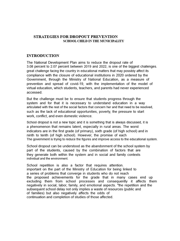 Dropout Prevention Strategies in Rionegro | PDF | Vulnerability ...