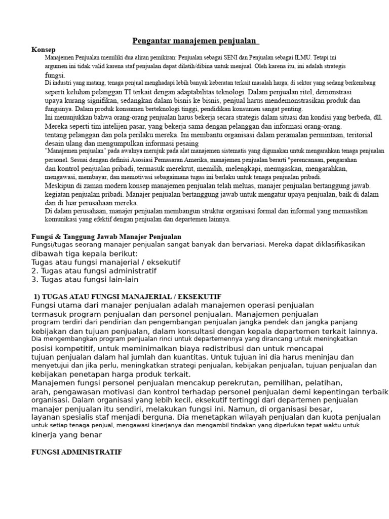 Pengantar Manajemen Penjualan | PDF