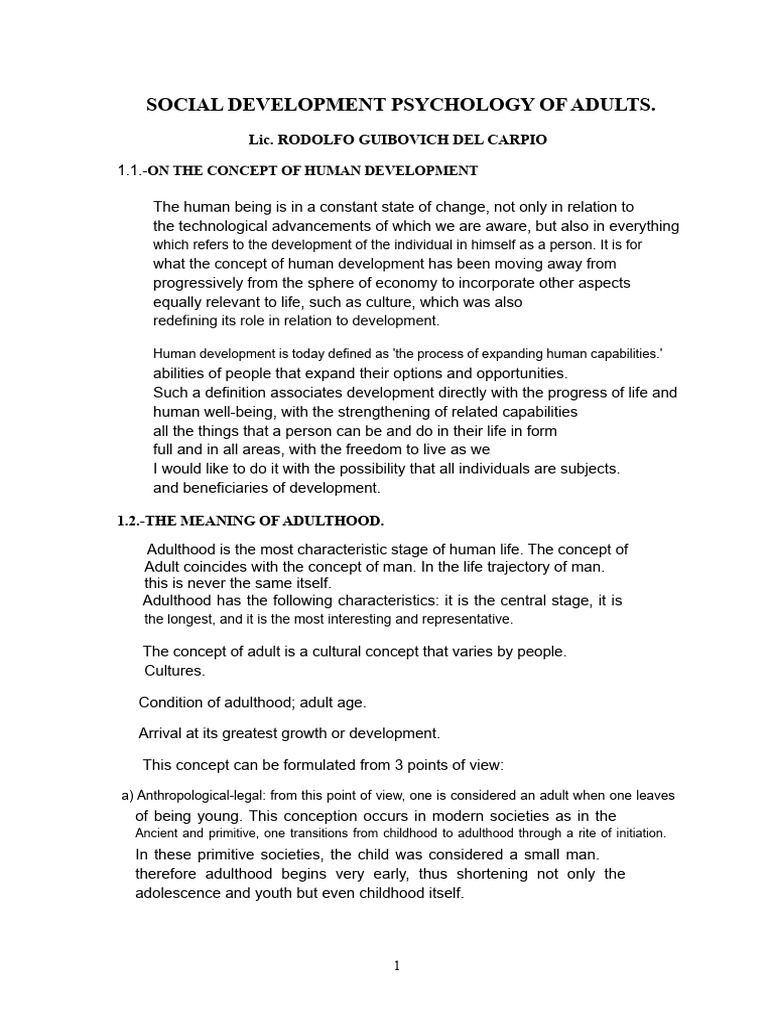 Psychology of Adult Social Development | PDF | Adolescence | Self Esteem