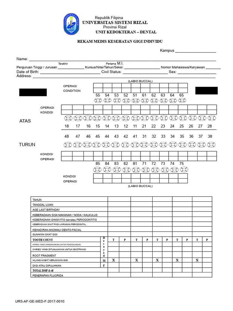Formulir Rekam Kesehatan Gigi Individu | PDF
