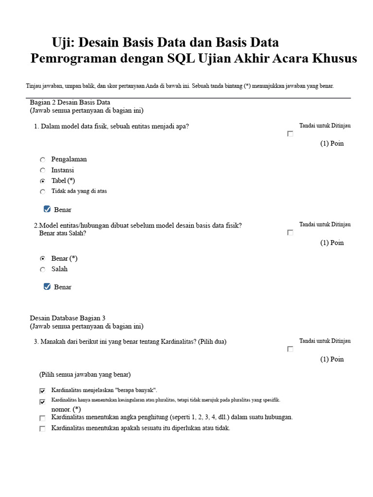 Ujian Akhir Desain Dan Pemrograman Basis Data | PDF