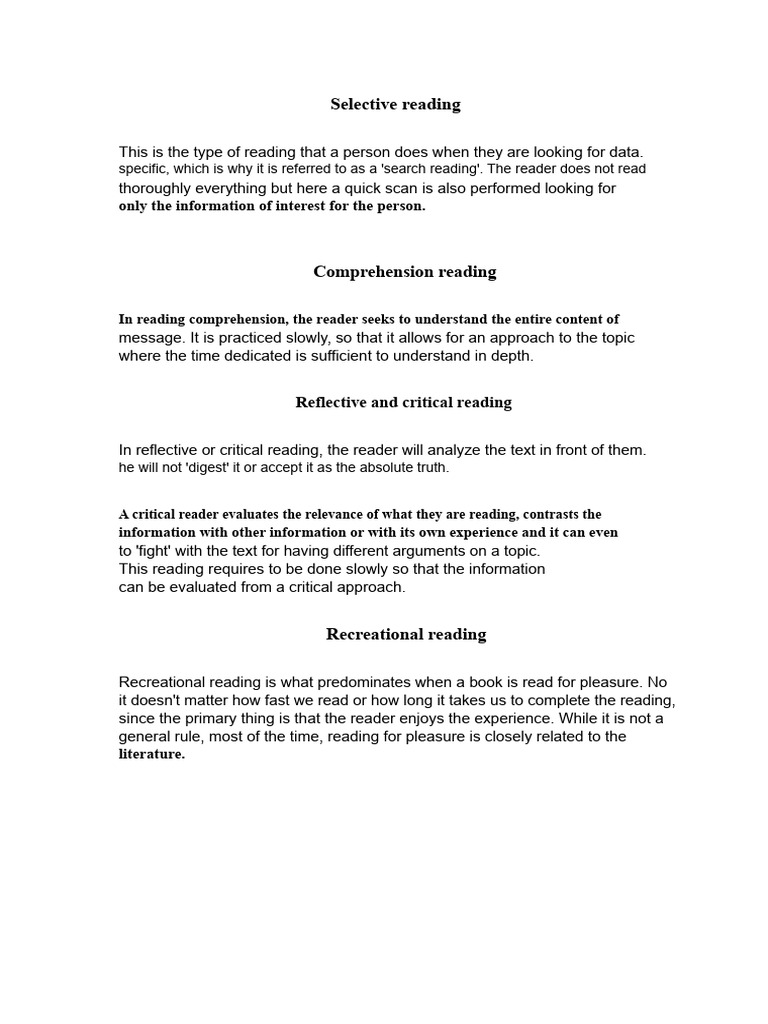4 Types of Reading | PDF