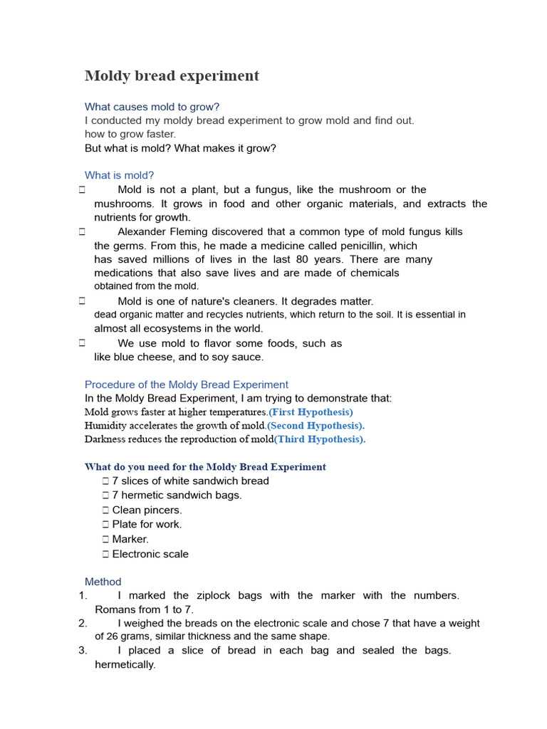 Moldy Bread Experiment | PDF | Mold | Penicillin