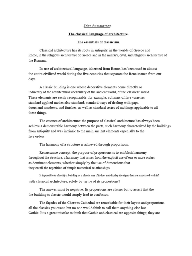 John Summerson | PDF | Classicism | Classical Antiquity
