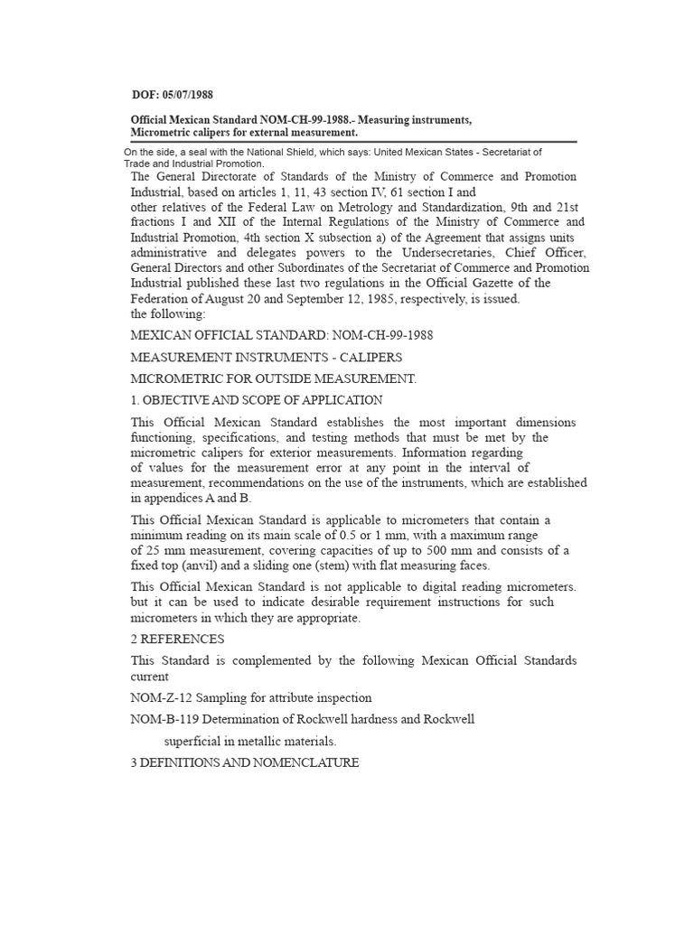 Standard For Mechanical External Micrometer | PDF | Engineering ...