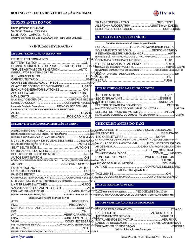 Checklist Completo Boeing 777 | PDF | Motores | Aeroespacial