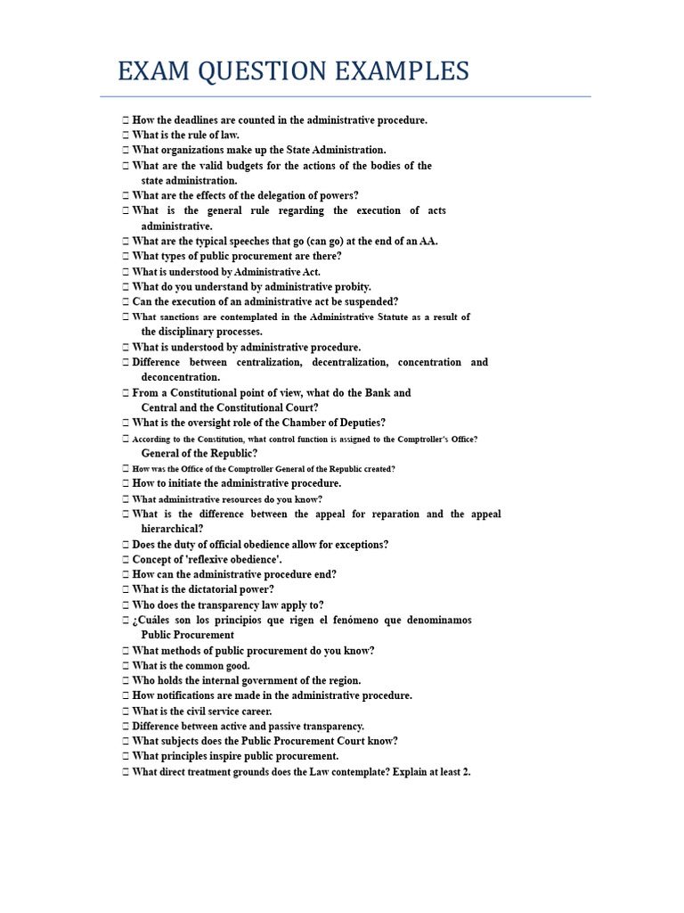 Exam Question Examples (1) | PDF